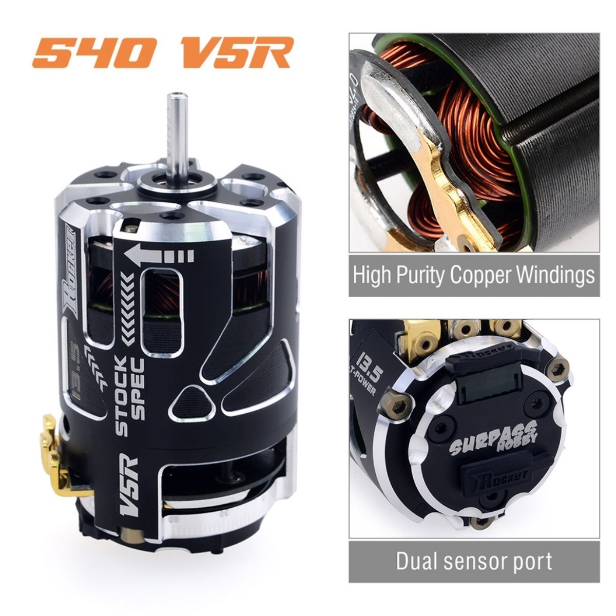 Surpass SP-054000-77-135 Surpass Rocket Stock 540-V5R sensored motor 13 ...